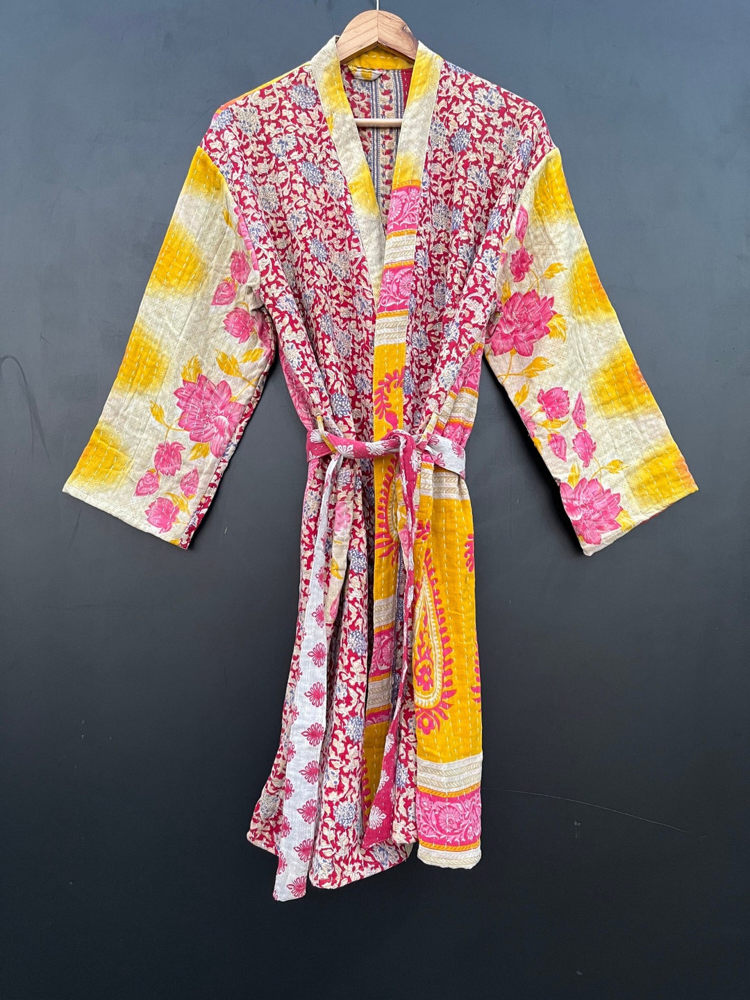 Winter Kantha Coat Lined With Sherpa, Kantha Jacket Long, Reversible ...