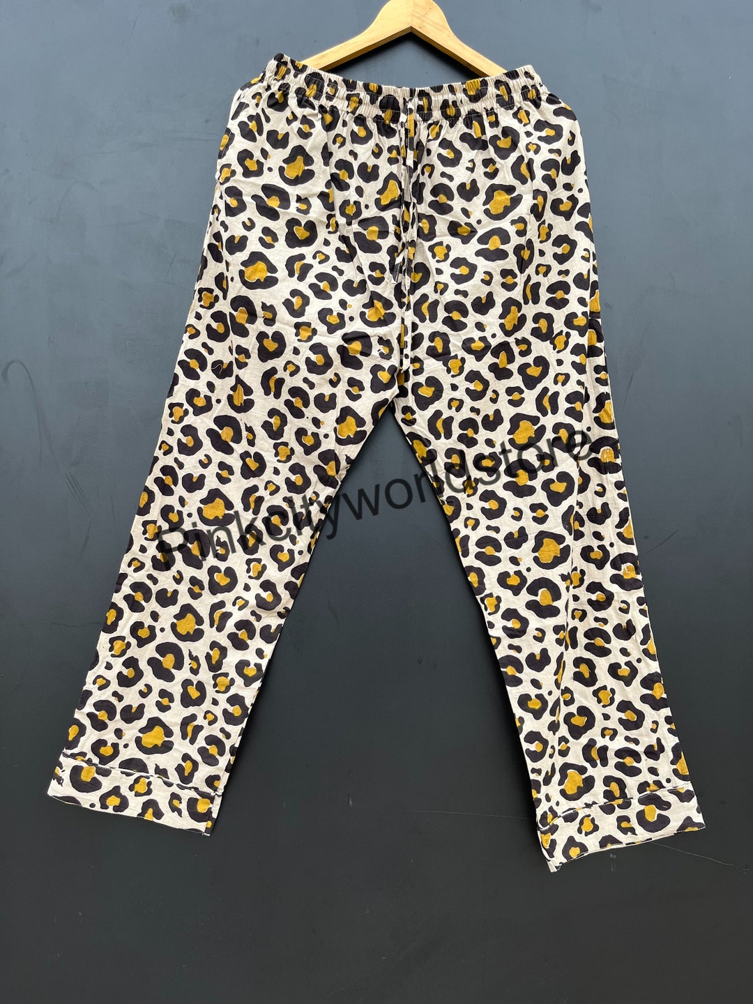Leopard Print Cotton Pajama Pants, Women Lounge Pants, Beach Pants ...