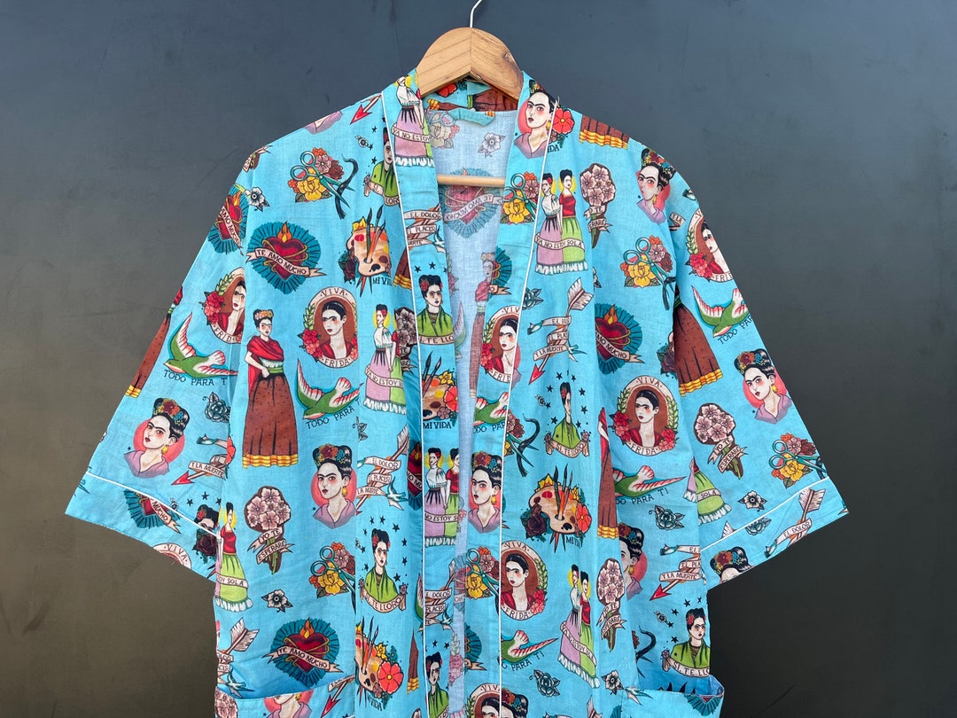 Cowboy Cotton Kimono Robe: Digital Print Bath Robe - Etsy