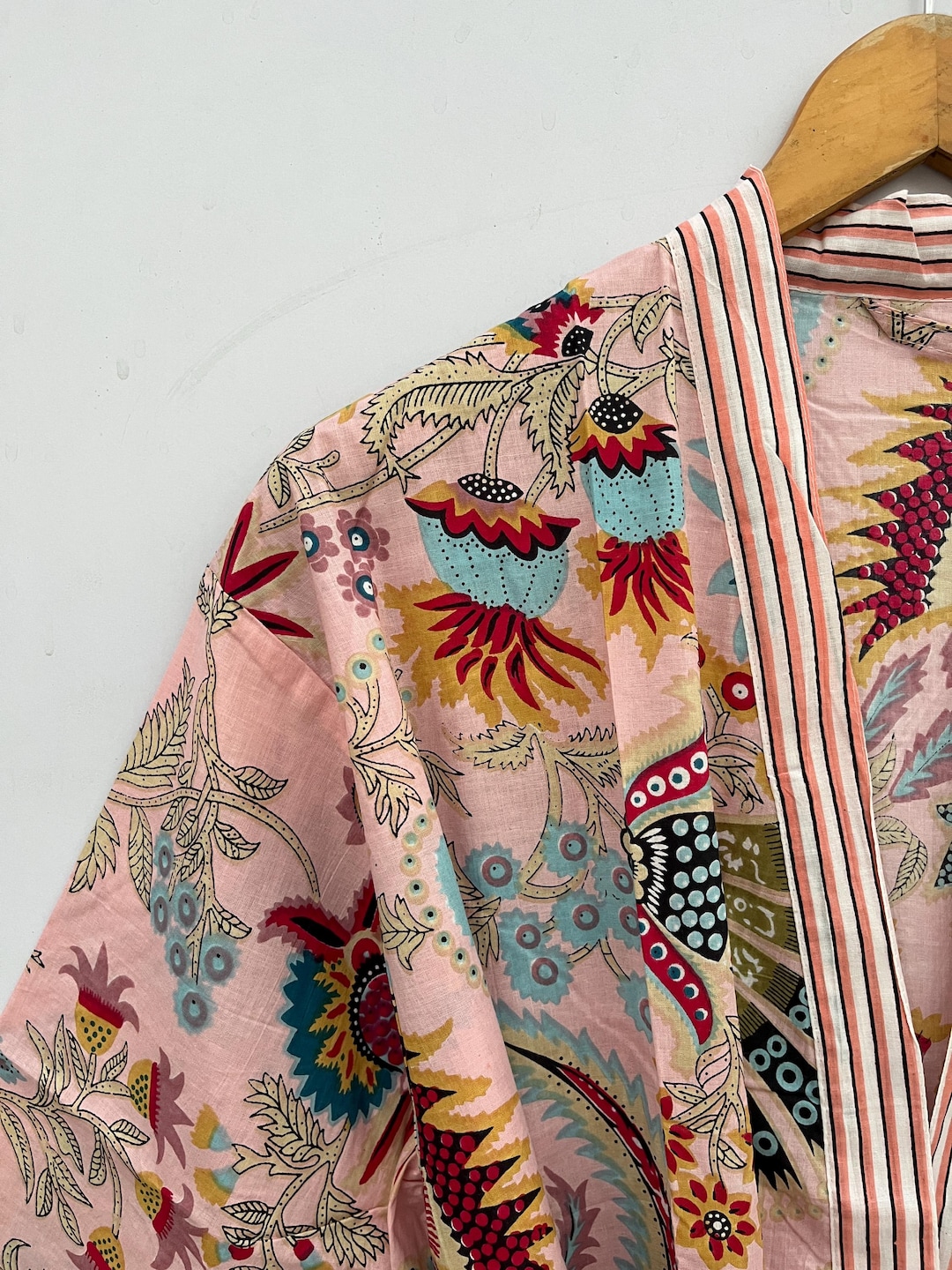 Cotton Kimono Robe Dressing Gown, Block Print Bridesmaid Robe, Summer ...
