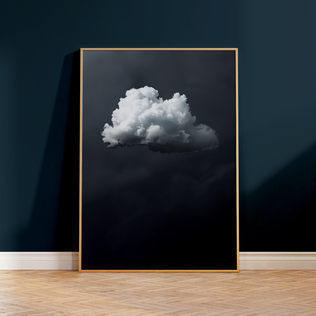 Dark Grey Cloud Art Print, Moody Sky Art Print, Cloud Minimalist Art, Dark Wall Art, Large Art ...
