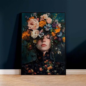 Female Portrait Art, Floral Woman Painting, Flowers Woman Art, Female ...