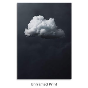 Dark Grey Cloud Art Print, Moody Sky Art Print, Cloud Minimalist Art ...