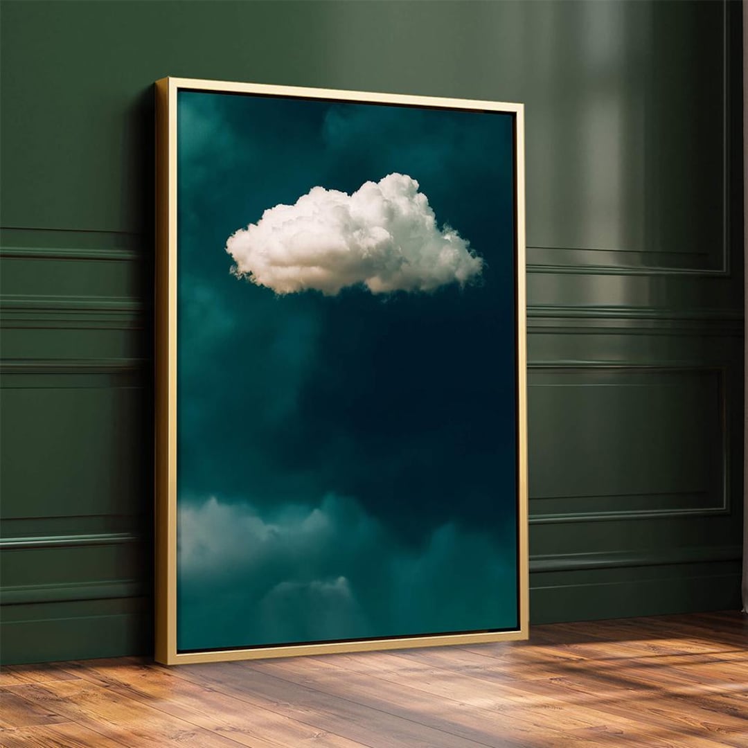 Deep Blue Cloud Art Print, Moody Sky Art, Dark Green Blue Art, Deep ...