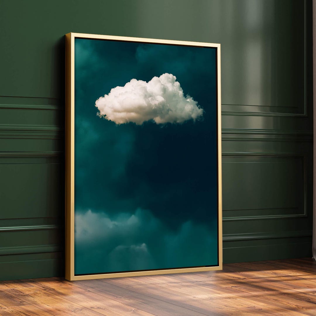 Deep Blue Cloud Art Print, Moody Sky Art, Dark Green Blue Art, Deep Teal Wall Art, Deep Blue ...