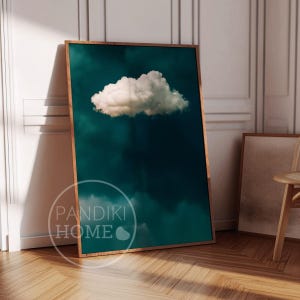 Deep Blue Cloud Art Print, Moody Sky Art, Dark Green Blue Art, Deep ...