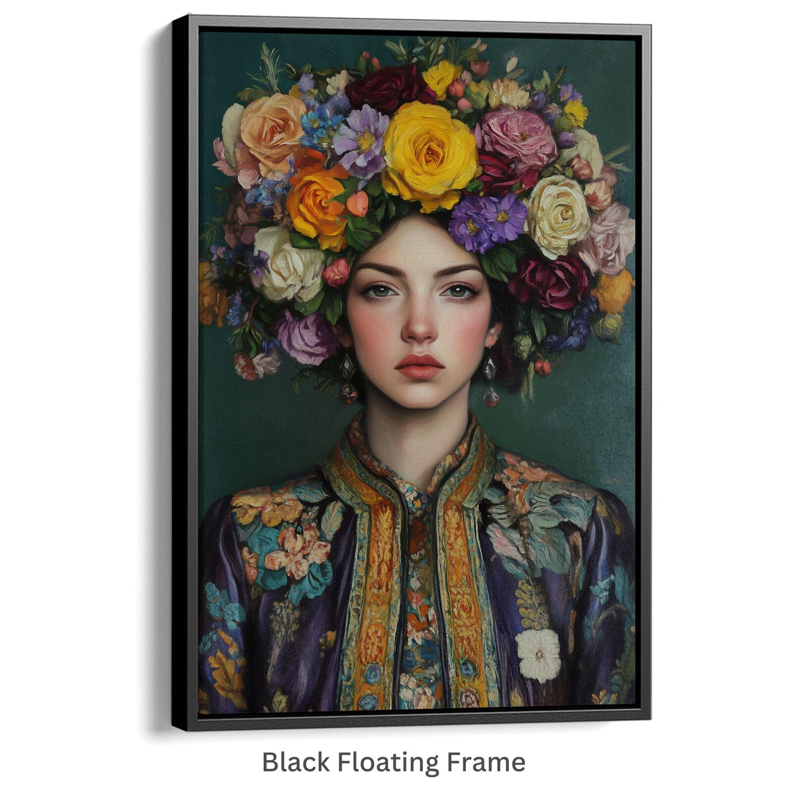 Floral Woman Portrait, Floral Woman Print, Flowers Woman Art, Female ...