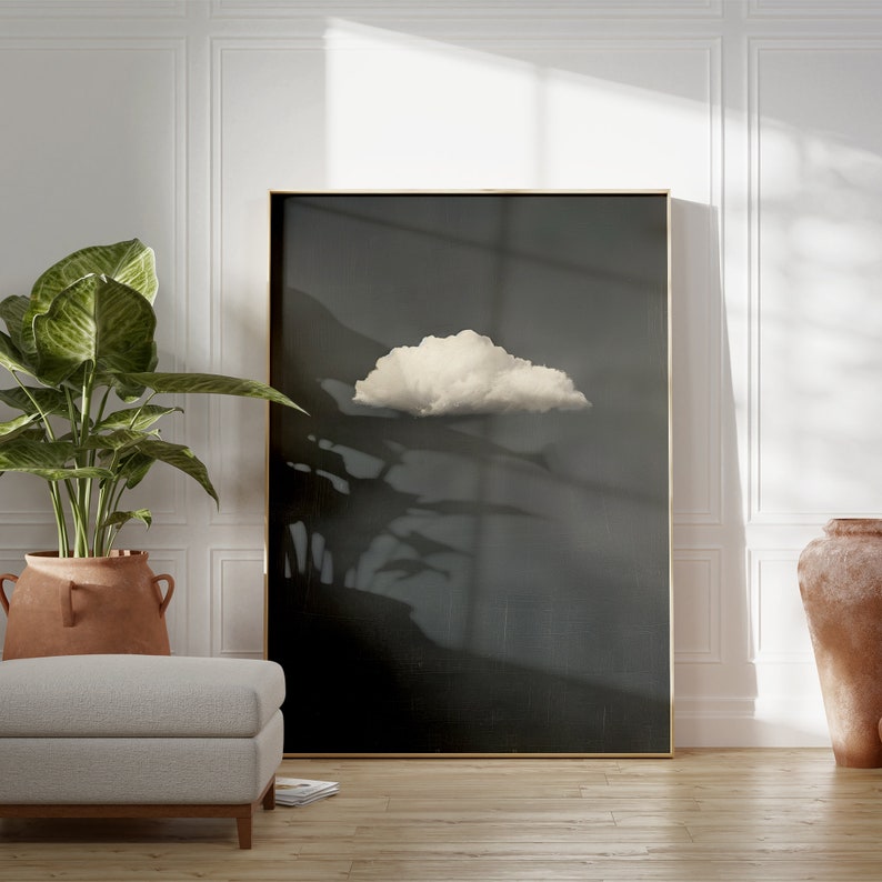 Light Grey Cloud Art Print, Moody Sky Art Print, Cloud Minimalist Art ...