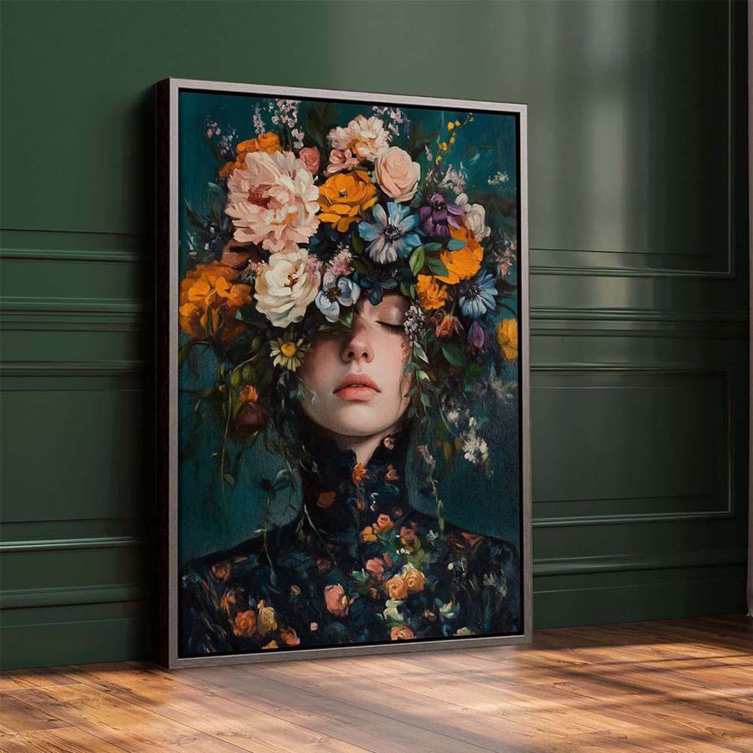 Female Portrait Art, Floral Woman Painting, Flowers Woman Art, Female ...