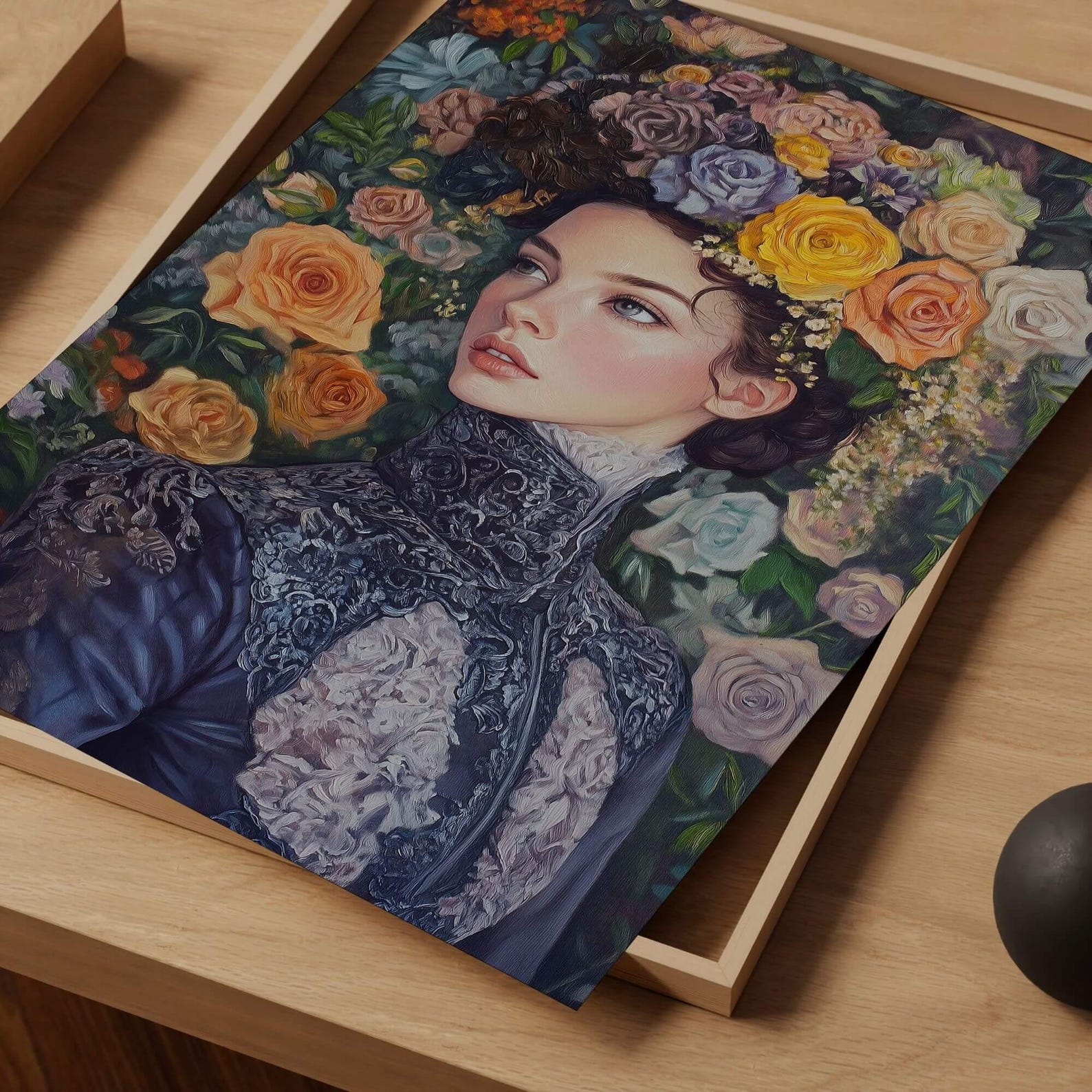 Vintage Victorian Woman Portrait, Floral Portrait Print, Victorian Lady ...