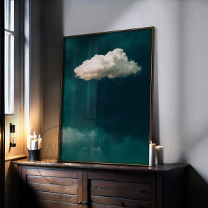 Deep Blue Cloud Art Print, Moody Sky Art, Dark Green Blue Art, Deep Teal Wall Art, Deep Blue ...