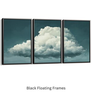 Dreamy Blue Cloud Bedroom Wall Art Set of 3 Prints, White Clouds Blue ...