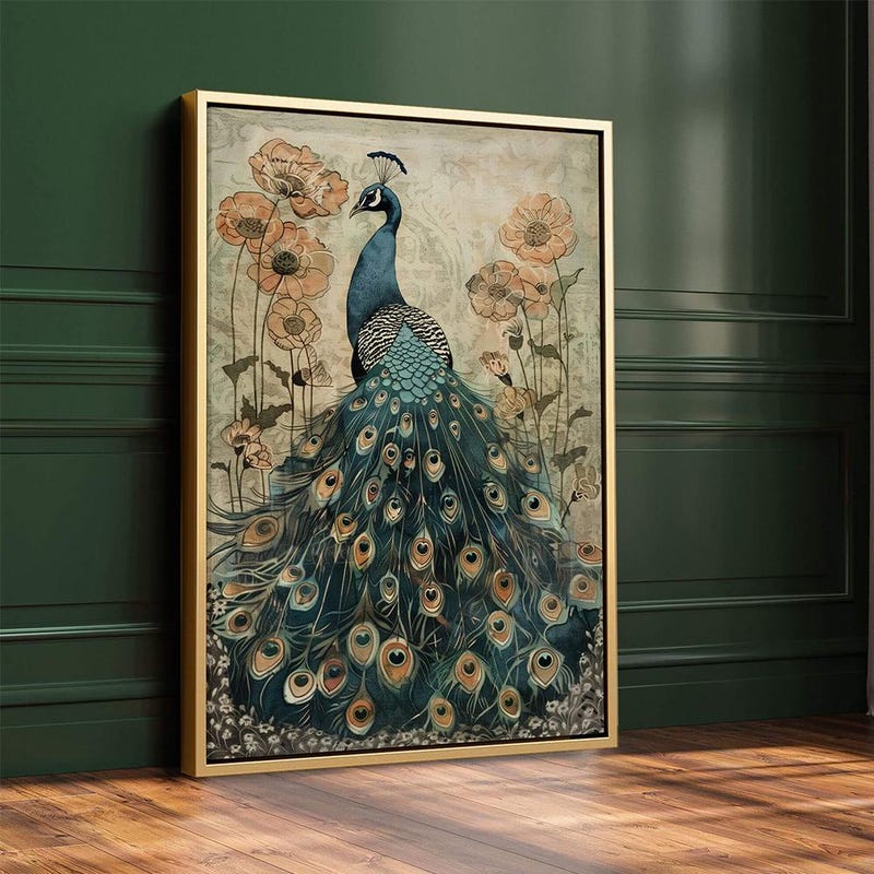 Peacock Framed Canvas - Etsy UK
