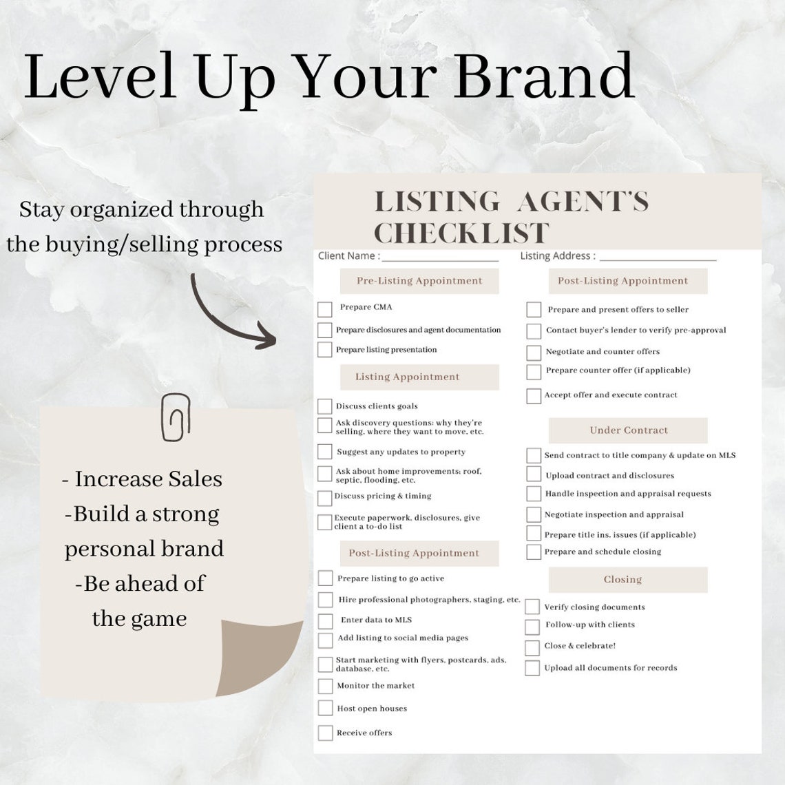 Buyer's Agent Listing Agent Real Estate Checklist Instant - Etsy