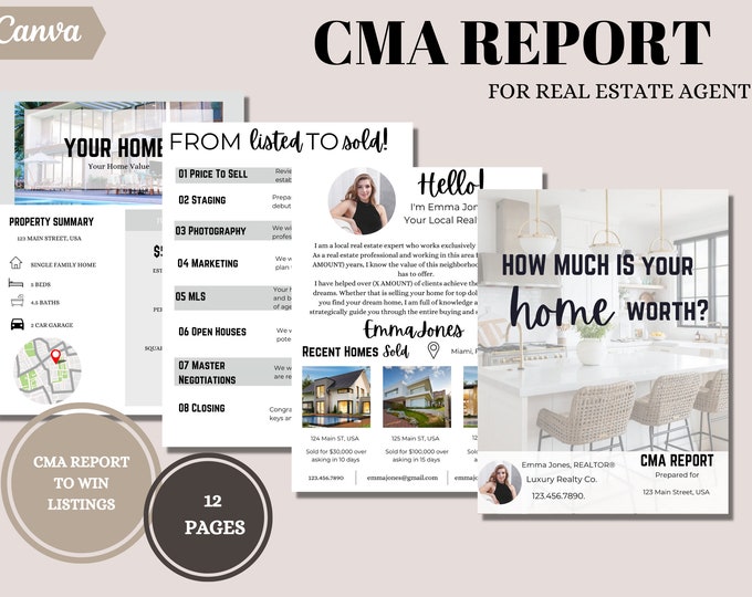 CMA Real Estate Report, CMA Packet, Real Estate Value, Market Analysis ...