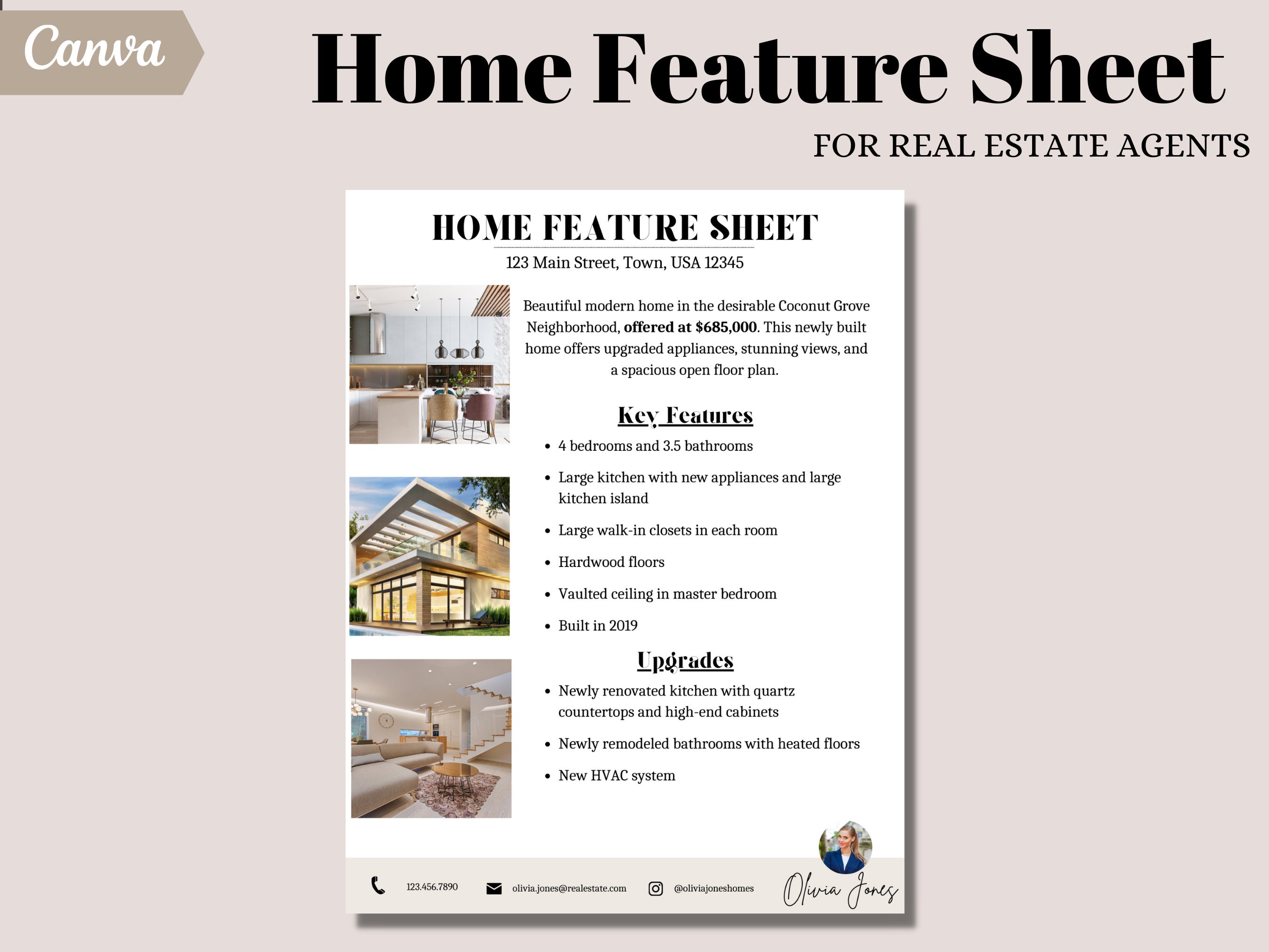 Home Feature Sheet for Property Listing Real Estate Agent Flyer Real ...