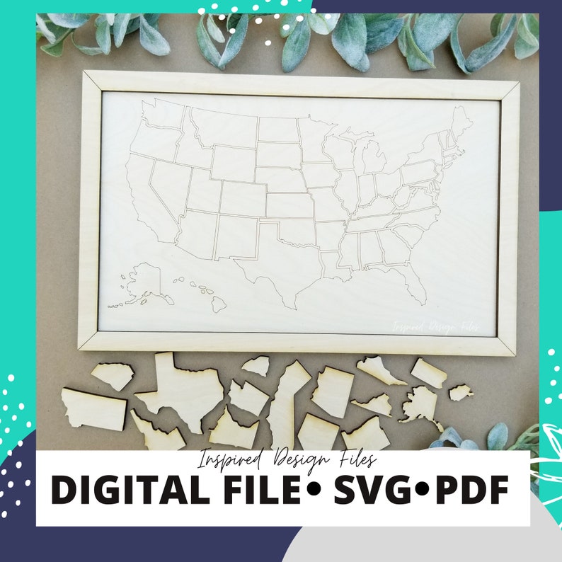 Glowforge File | US Map | Laser SVG File | Travel Map SVG | Adventure ...