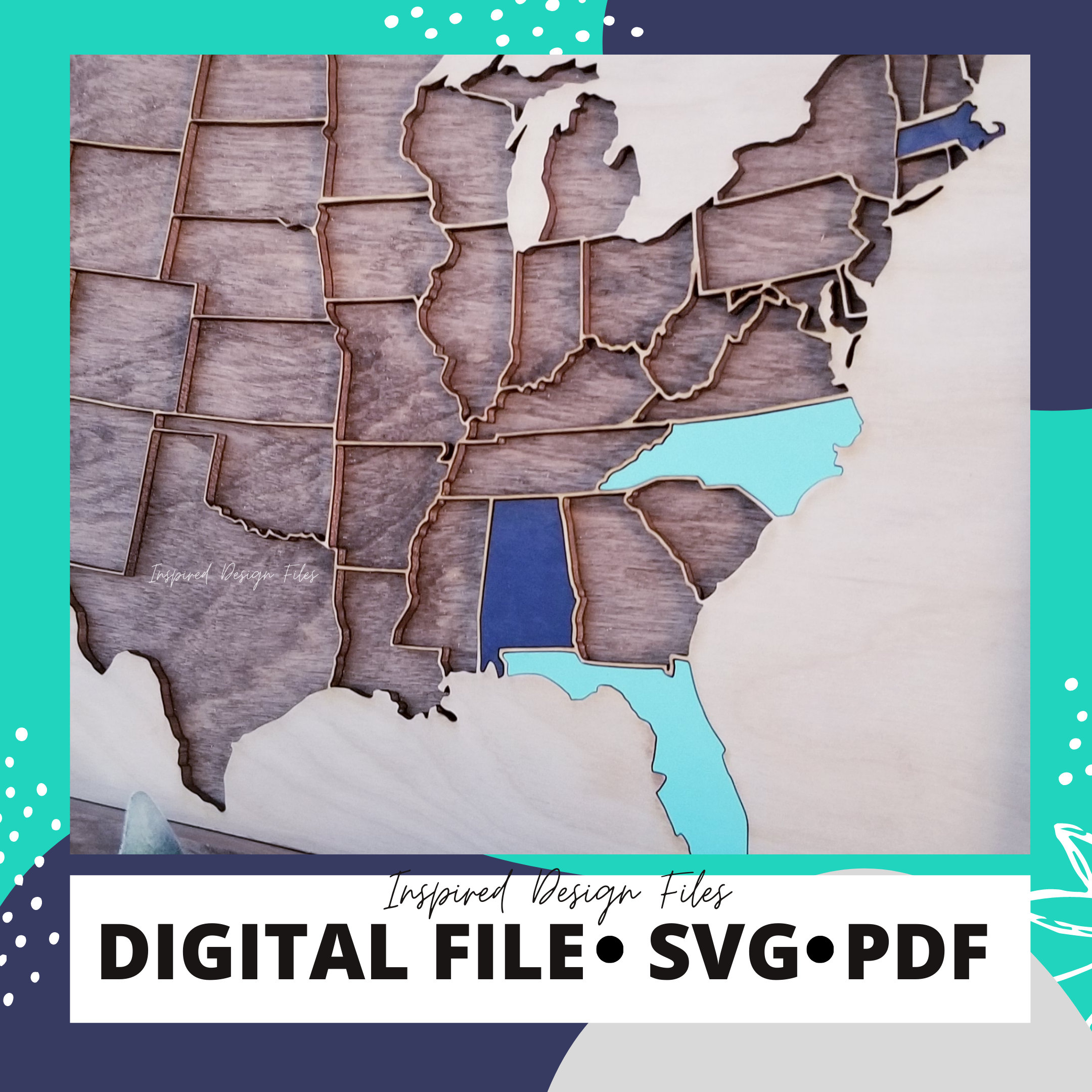 Glowforge File | US Map | Laser SVG File | PDF | Travel Map | Adventure ...