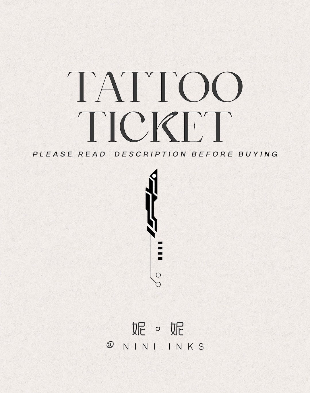 Tattoo Ticket by Nini.inks | "cyber Small 01" - Etsy