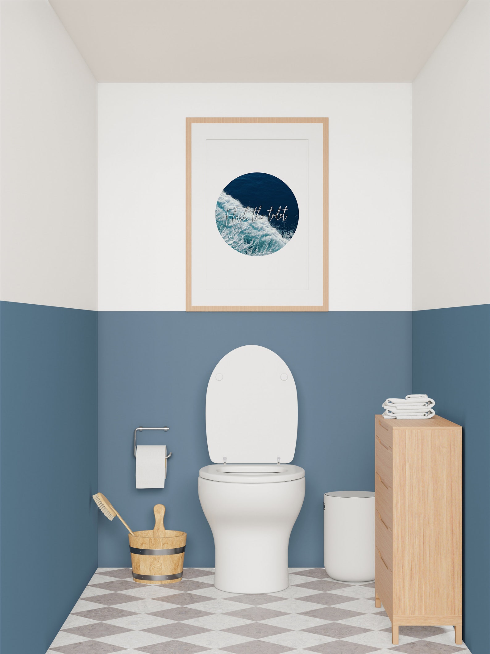 Vaciar el inodoro / decoración de la pared del baño / lavar el | Etsy