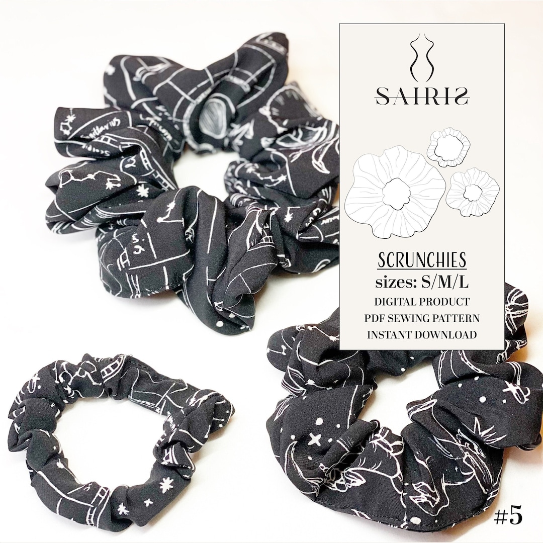Scrunchies Sewing Pattern PDF | 3 SIZES Skinny, Regular and Oversized ...