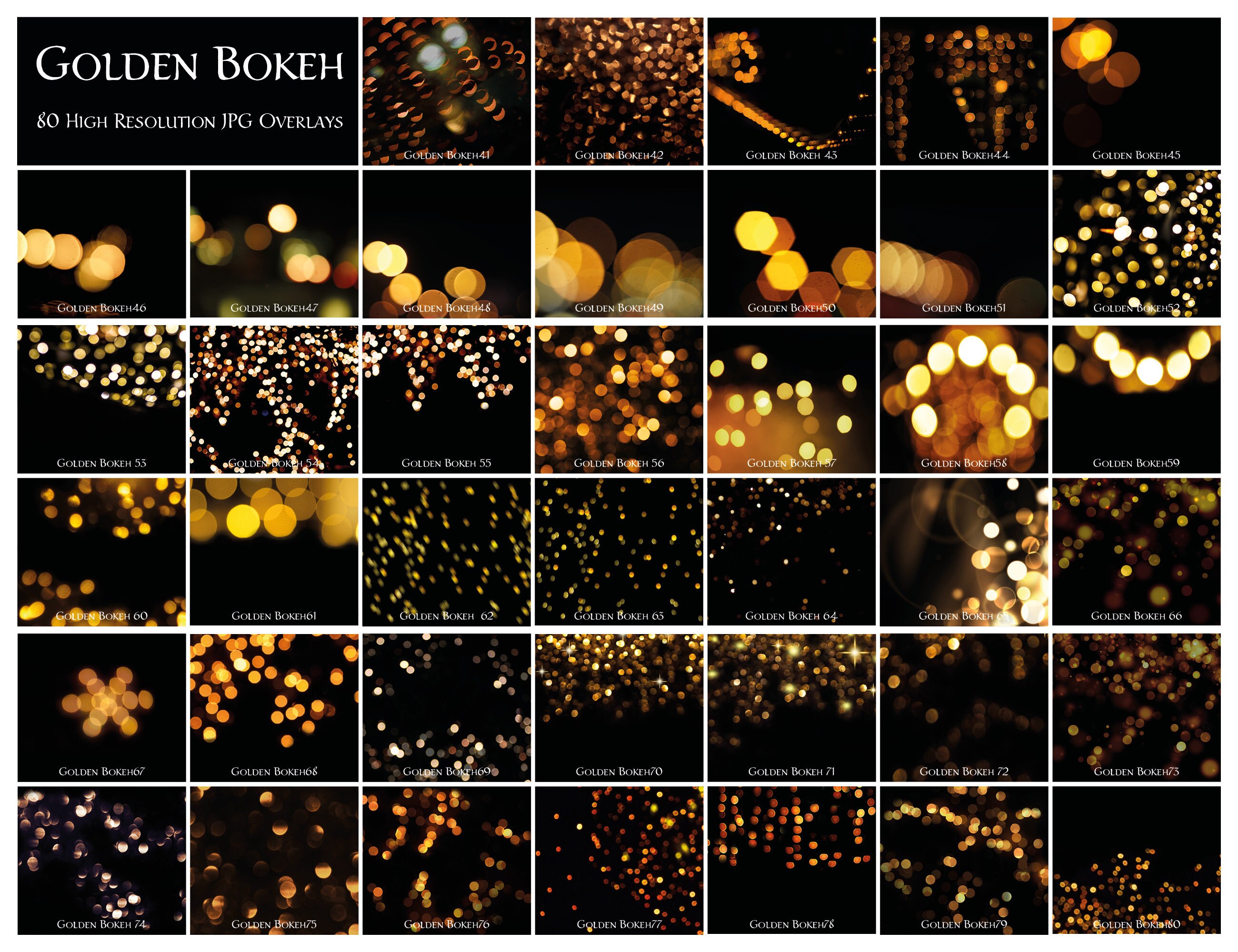 80 Overlays, Golden Bokeh Overlays, 80 Jpg Overlays, Bokeh Lights Overlays, Photo Overlays ...