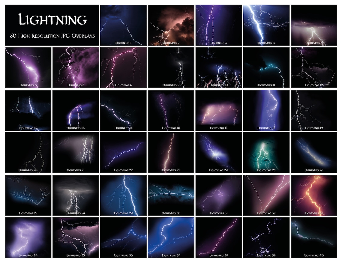 80 Overlays, Lightning Overlays, 80 Jpg Overlays, Sky Overlays, Photo ...