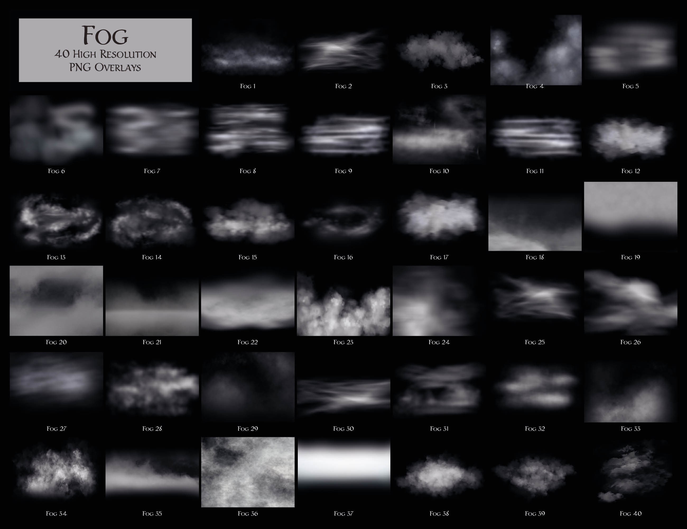 40 Fog Overlays, 40 Png Overlays, Photo Overlays, Mist Overlays, Haze ...