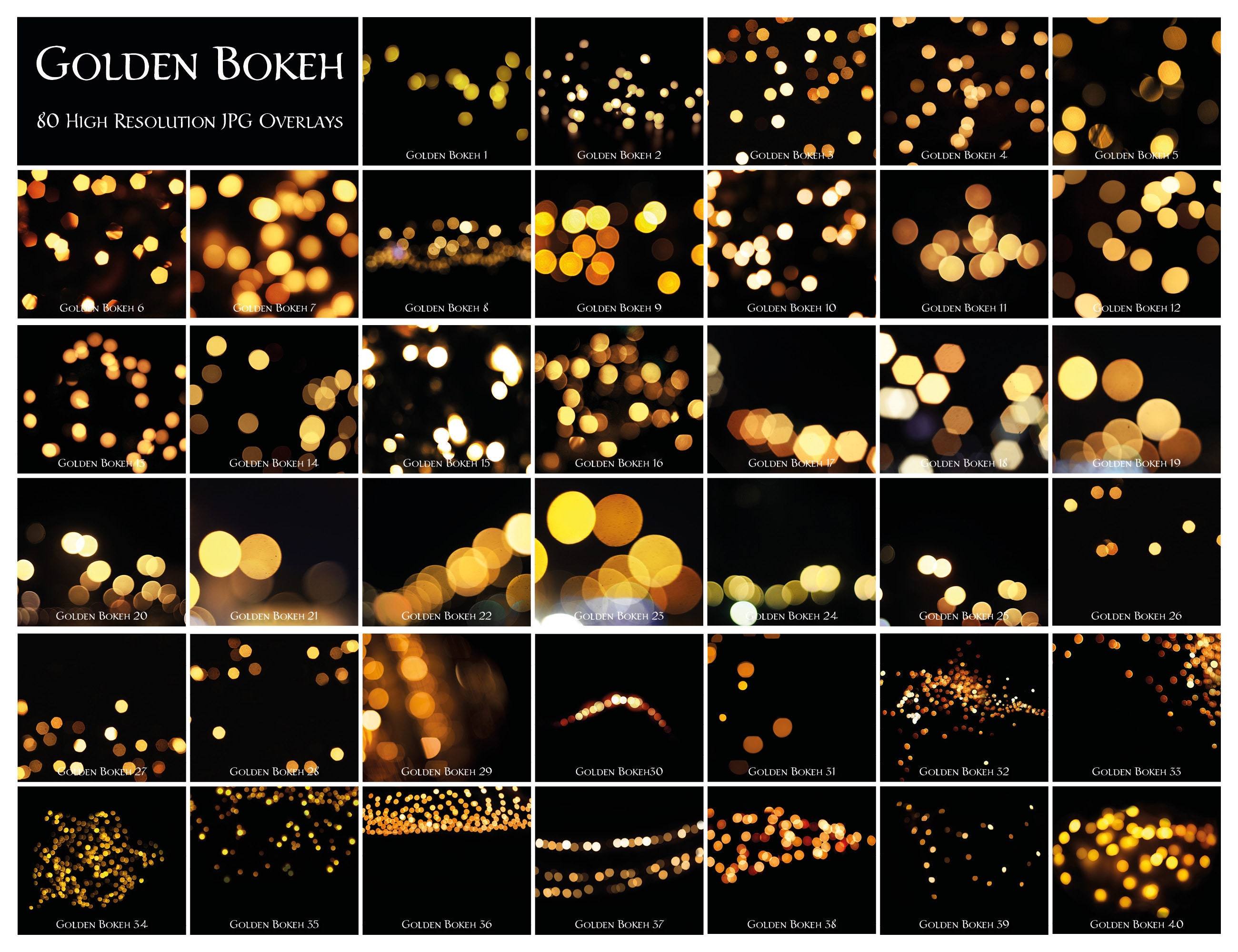 80 Overlays, Golden Bokeh Overlays, 80 Jpg Overlays, Bokeh Lights Overlays, Photo Overlays ...