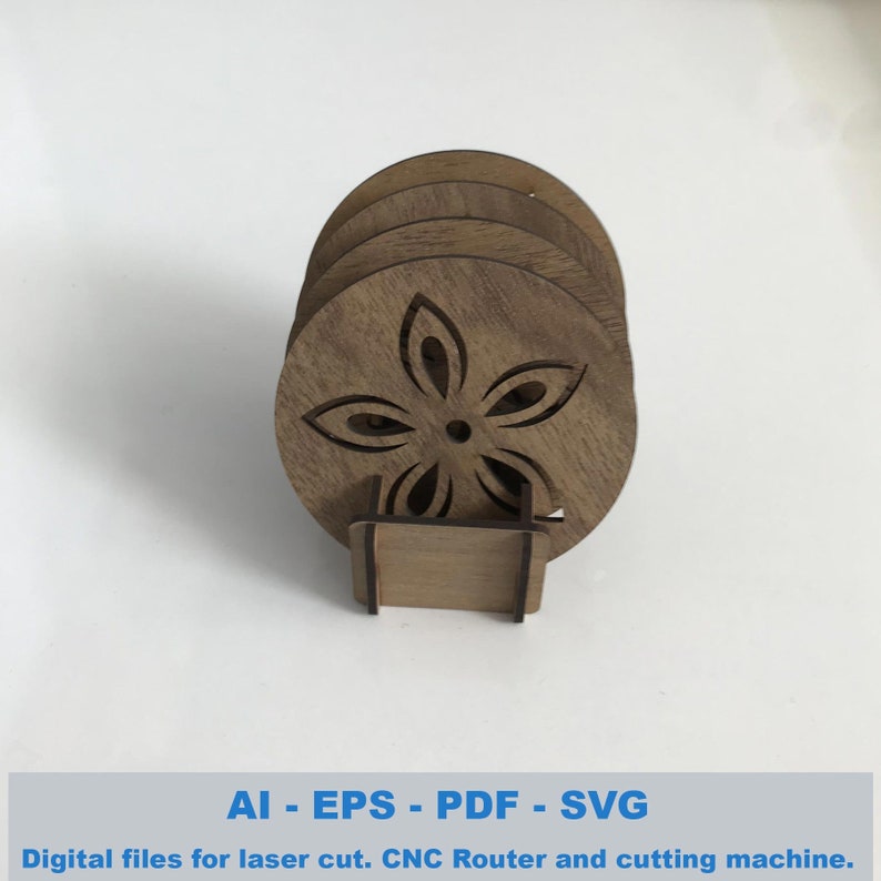 Coaster Holder Stand Laser Cut Ai Glowforge Svg CNC Router Cutting ...
