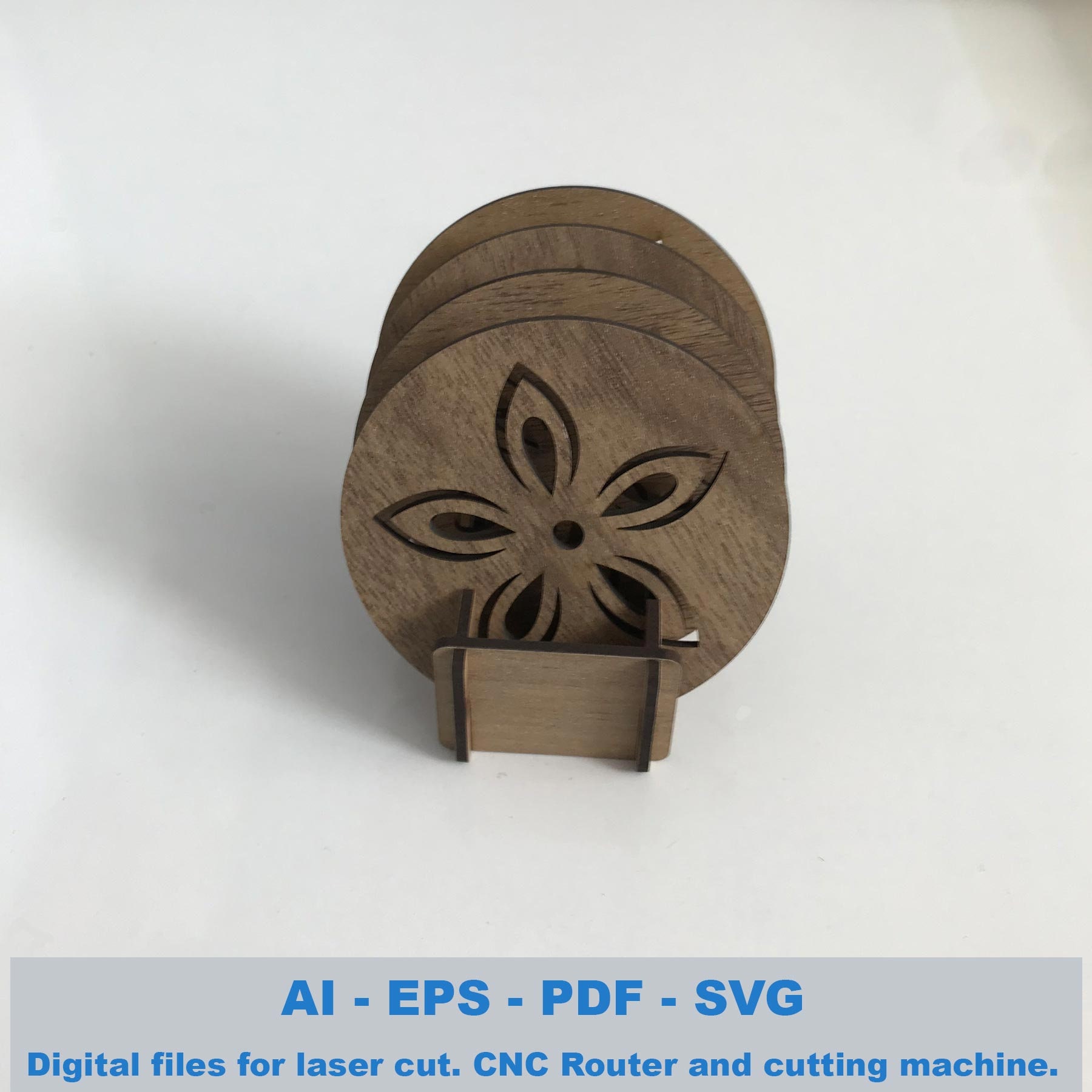 Coaster Holder Stand Laser Cut Ai Glowforge Svg CNC Router Cutting ...
