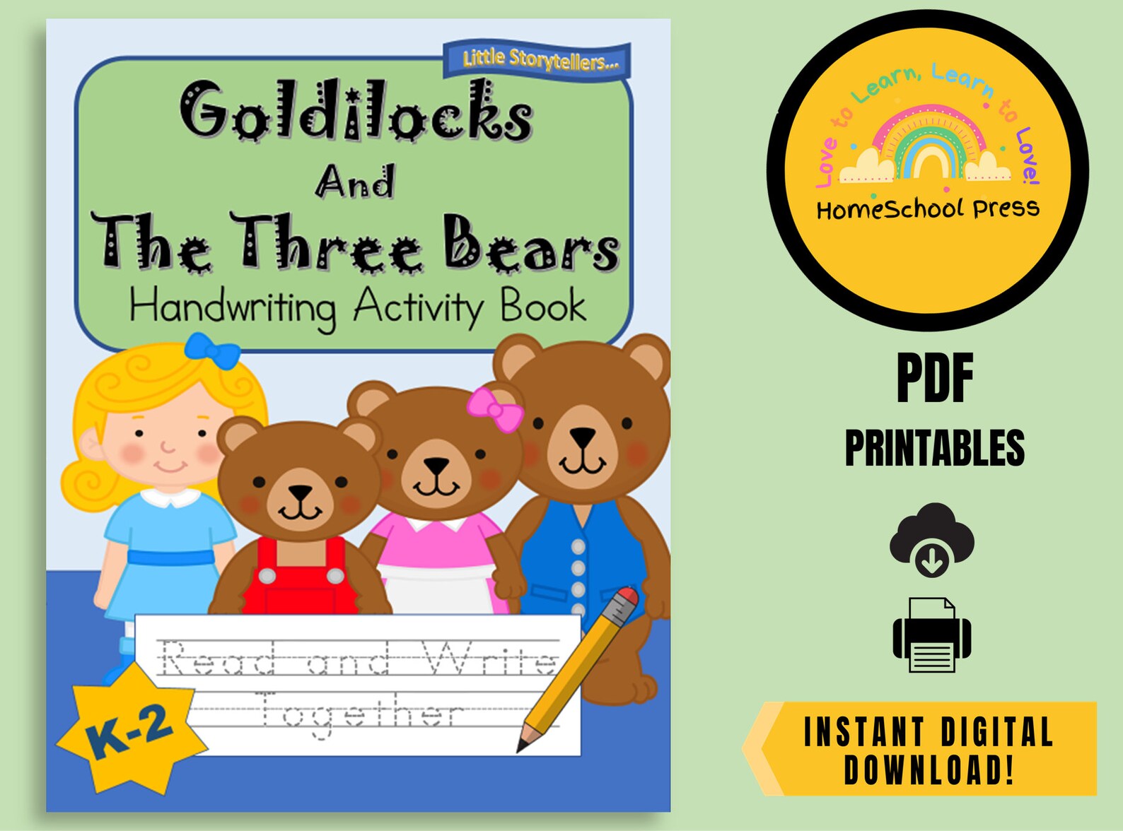 Goldilocks and the Three Bears DIGITAL Handwriting Activity Pack US ...