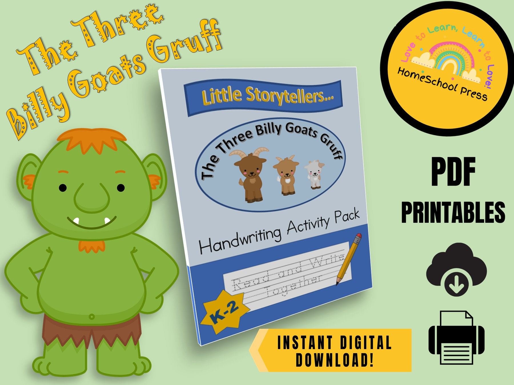 The Three Billy Goats Gruff DIGITAL Handwriting Activity Pack US ...