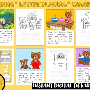 Goldilocks and the Three Bears Letter Tracing Storybook - Etsy