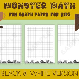 Printable Graph Paper for Kids, Preschool Graph Paper Pack, Monster ...