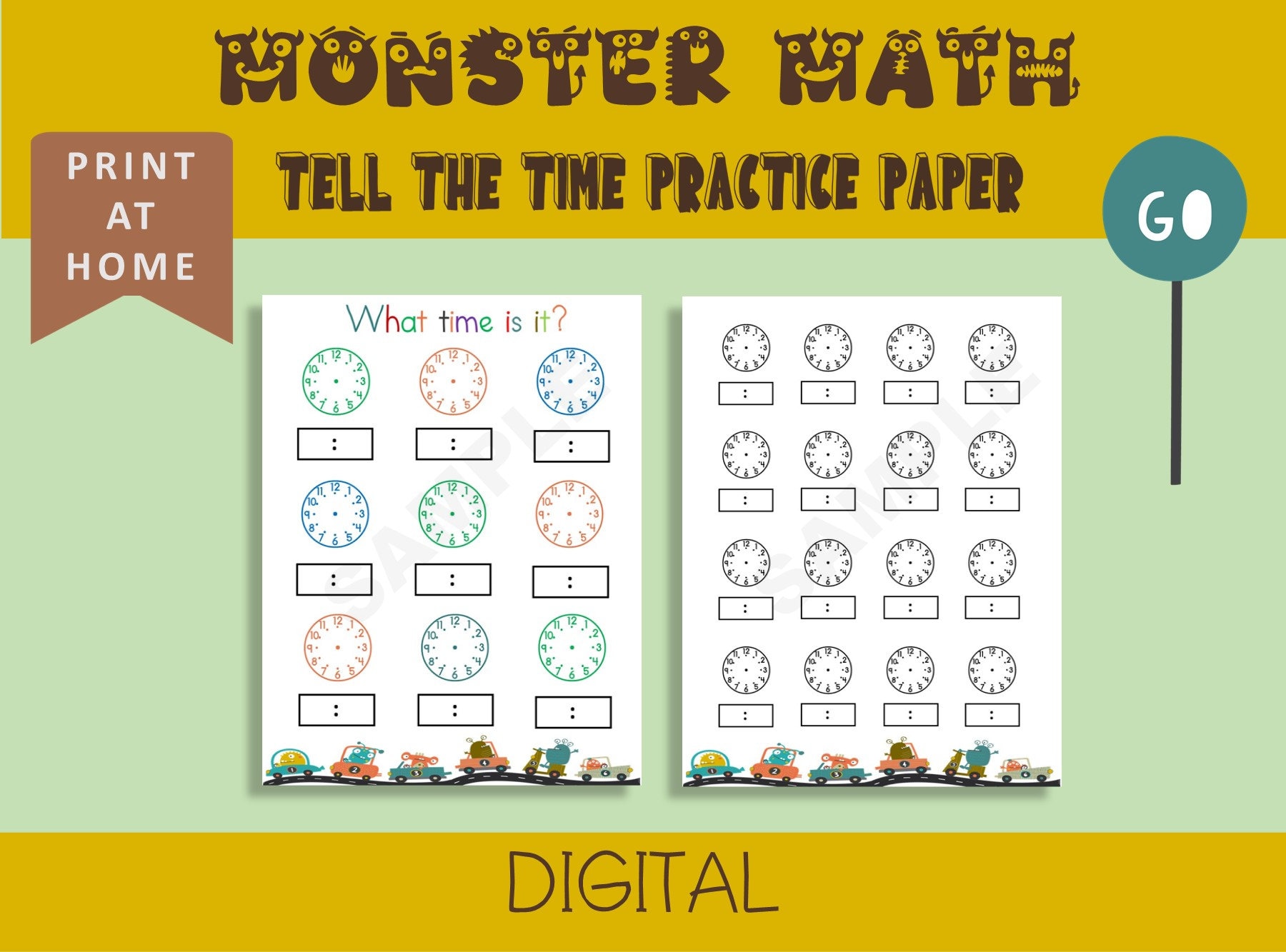 Printable Tell the Time Practice Paper for Kids, Analogue/digital Clock ...