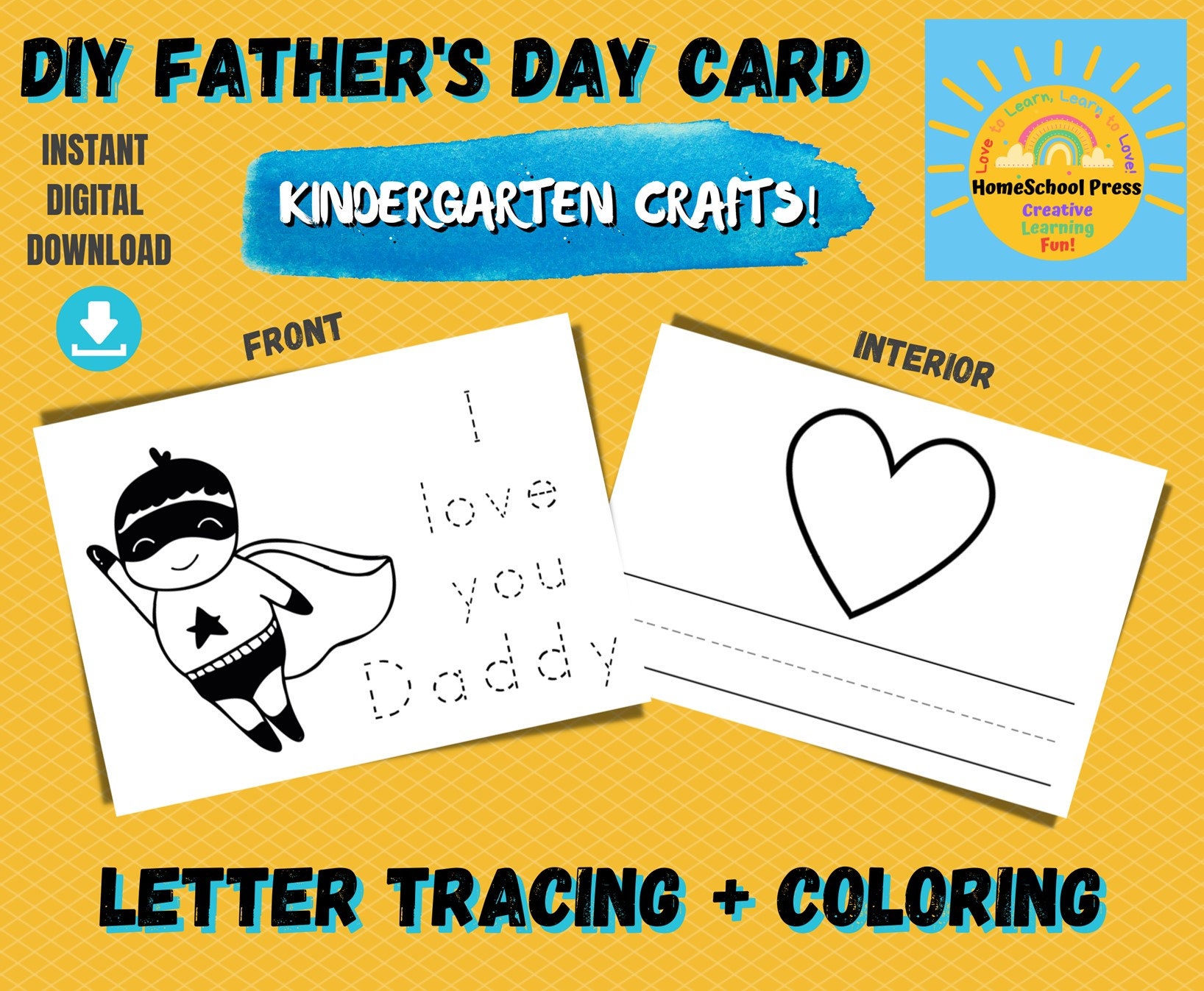 Printable DIY Superhero Fathers Day 'I Love You Daddy' Coloring Card ...