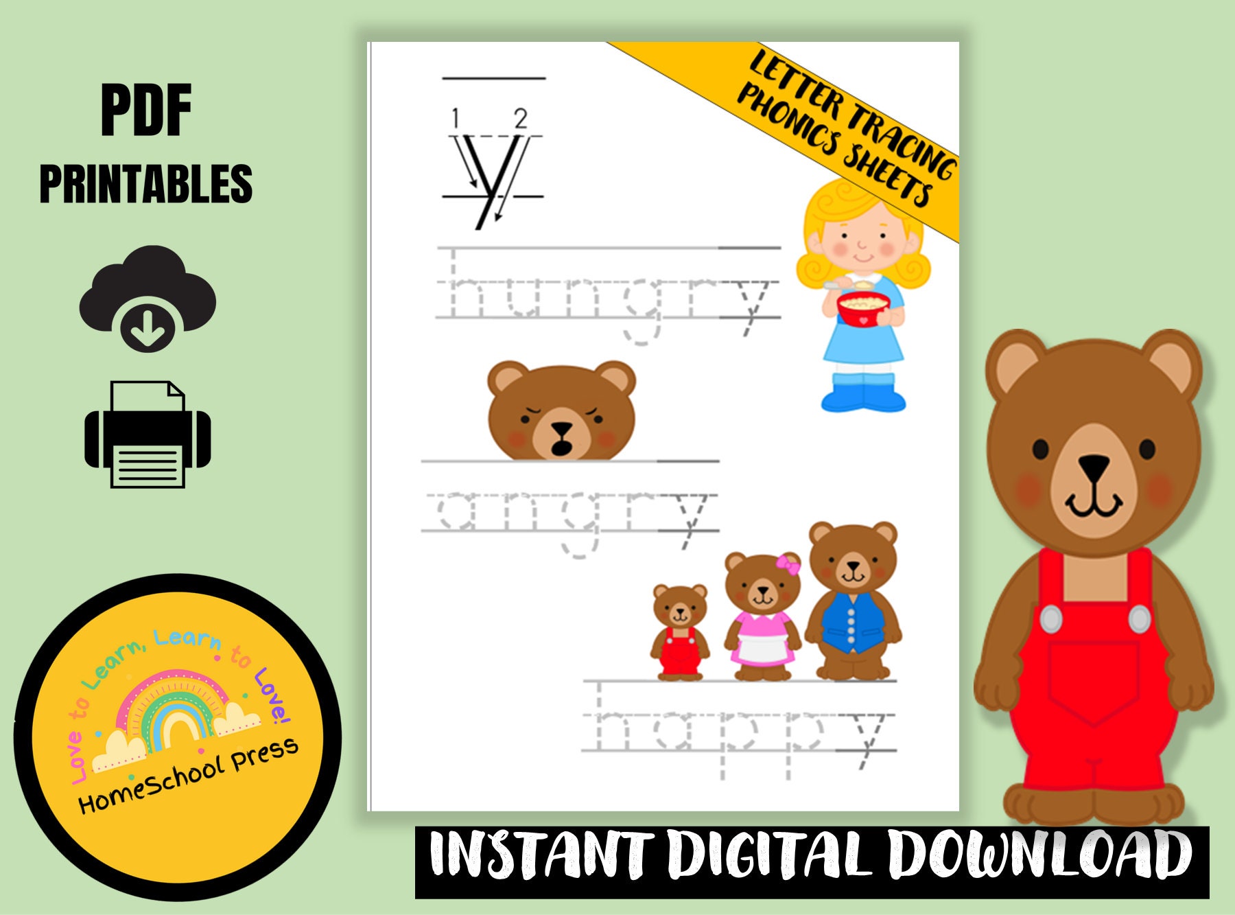 Goldilocks and the Three Bears DIGITAL Handwriting Activity - Etsy
