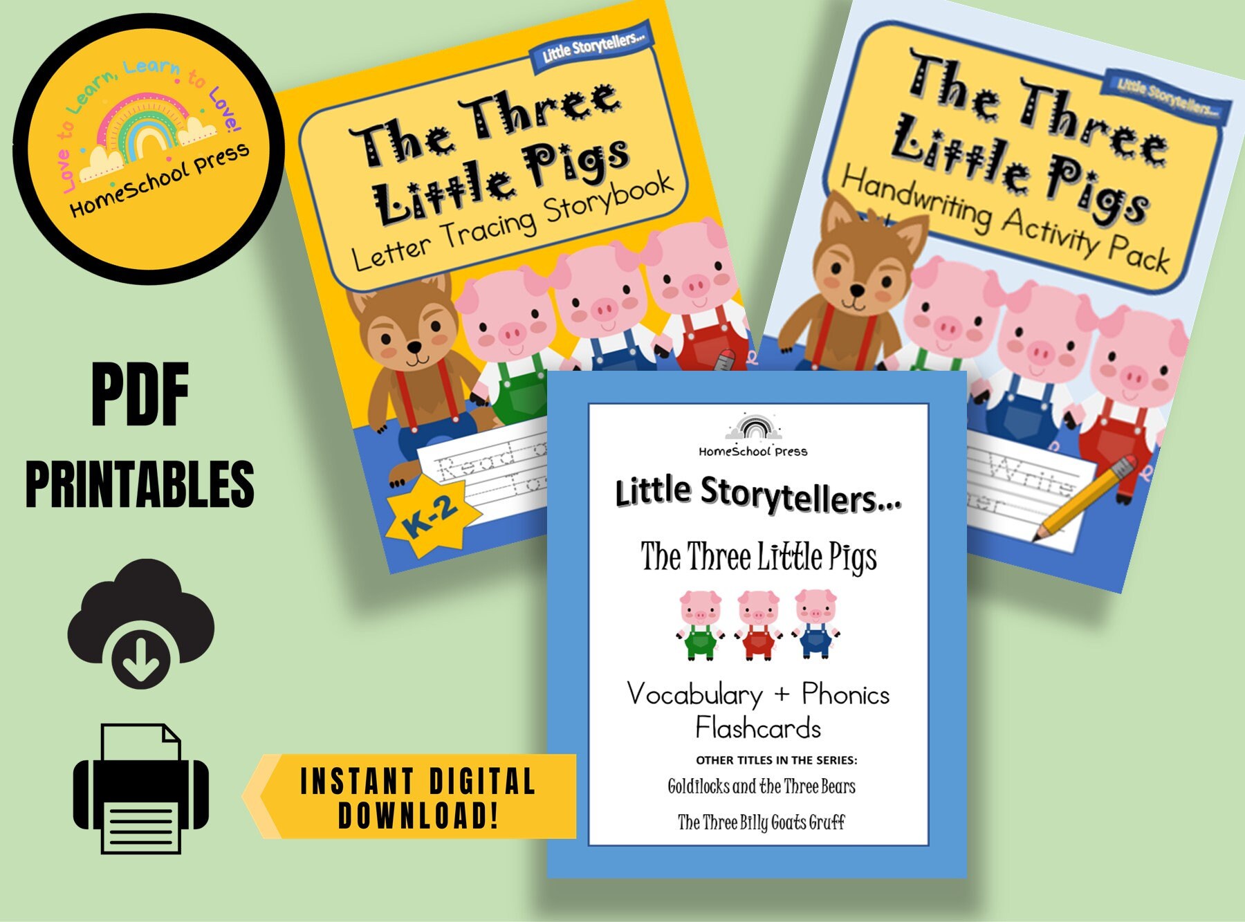 The Three Little Pigs K-2 BUNDLE: Letter Tracing Storybook/handwriting ...