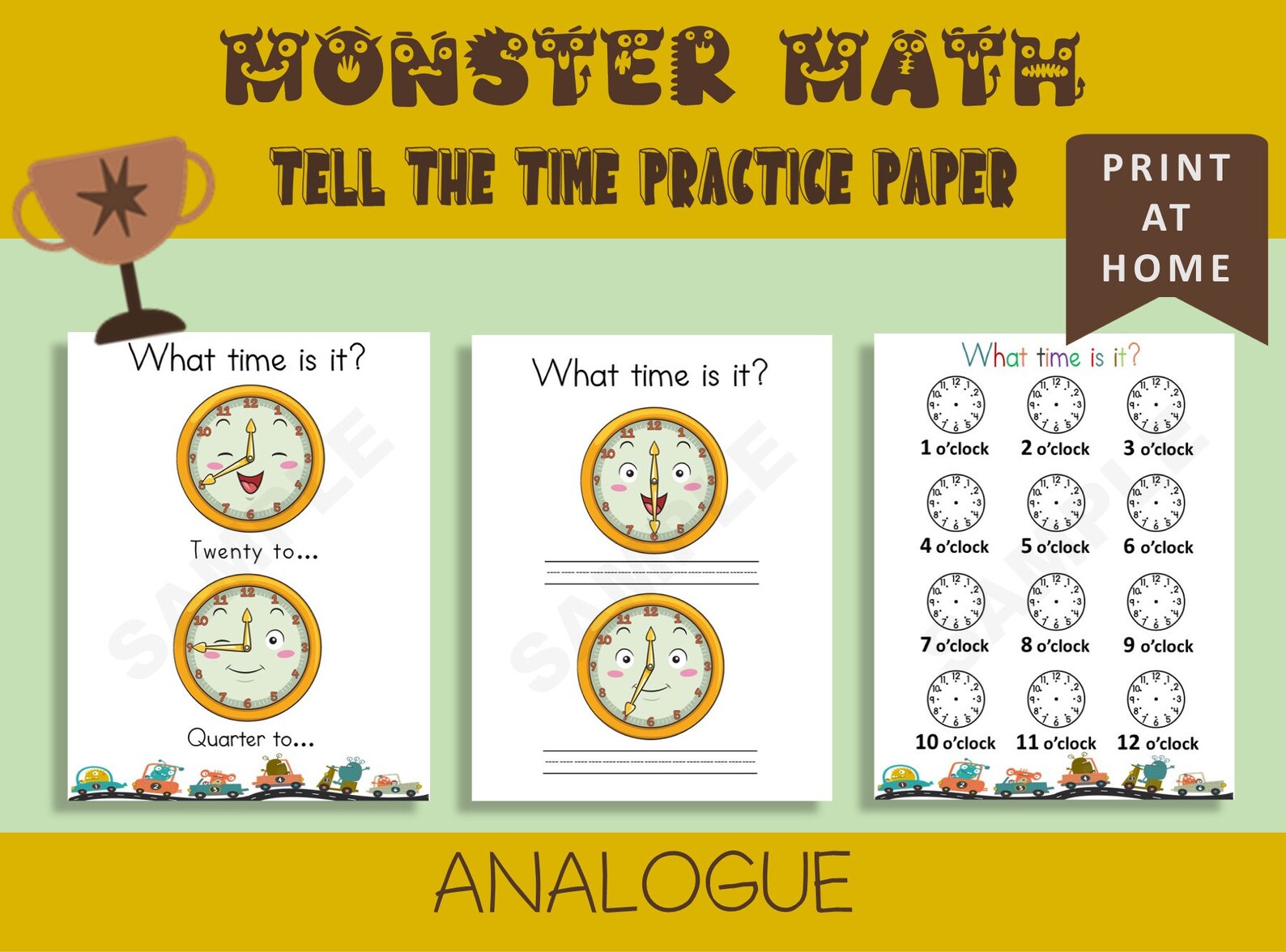 Printable Tell the Time Practice Paper for Kids, Analogue/digital Clock ...