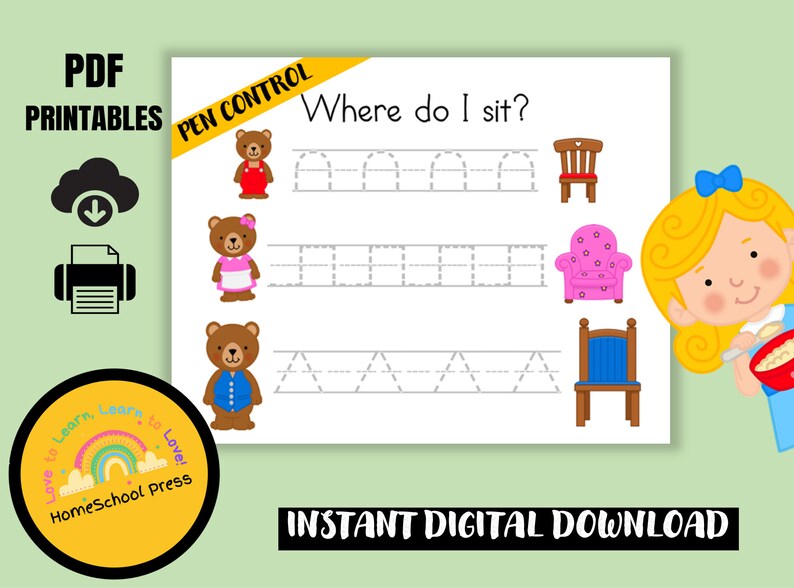 Goldilocks and the Three Bears DIGITAL Handwriting Activity - Etsy