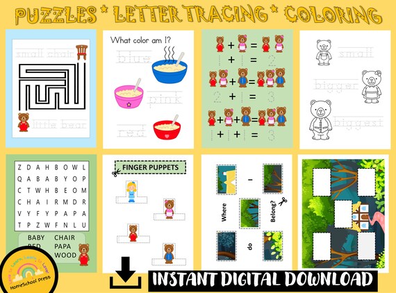 Goldilocks and the Three Bears DIGITAL Handwriting Activity | Etsy