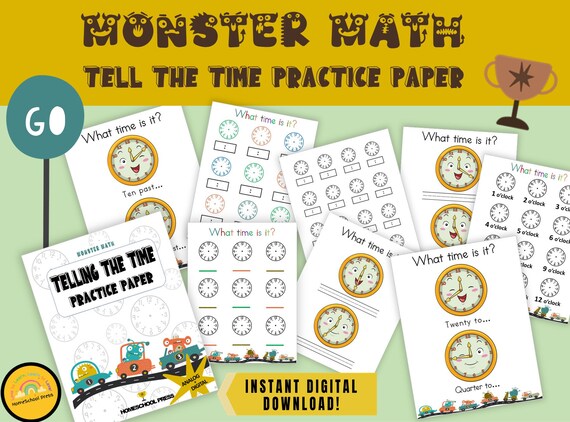 Printable Tell the Time Practice Paper for Kids - Etsy