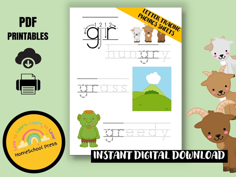 The Three Billy Goats Gruff DIGITAL Handwriting Activity Pack US ...
