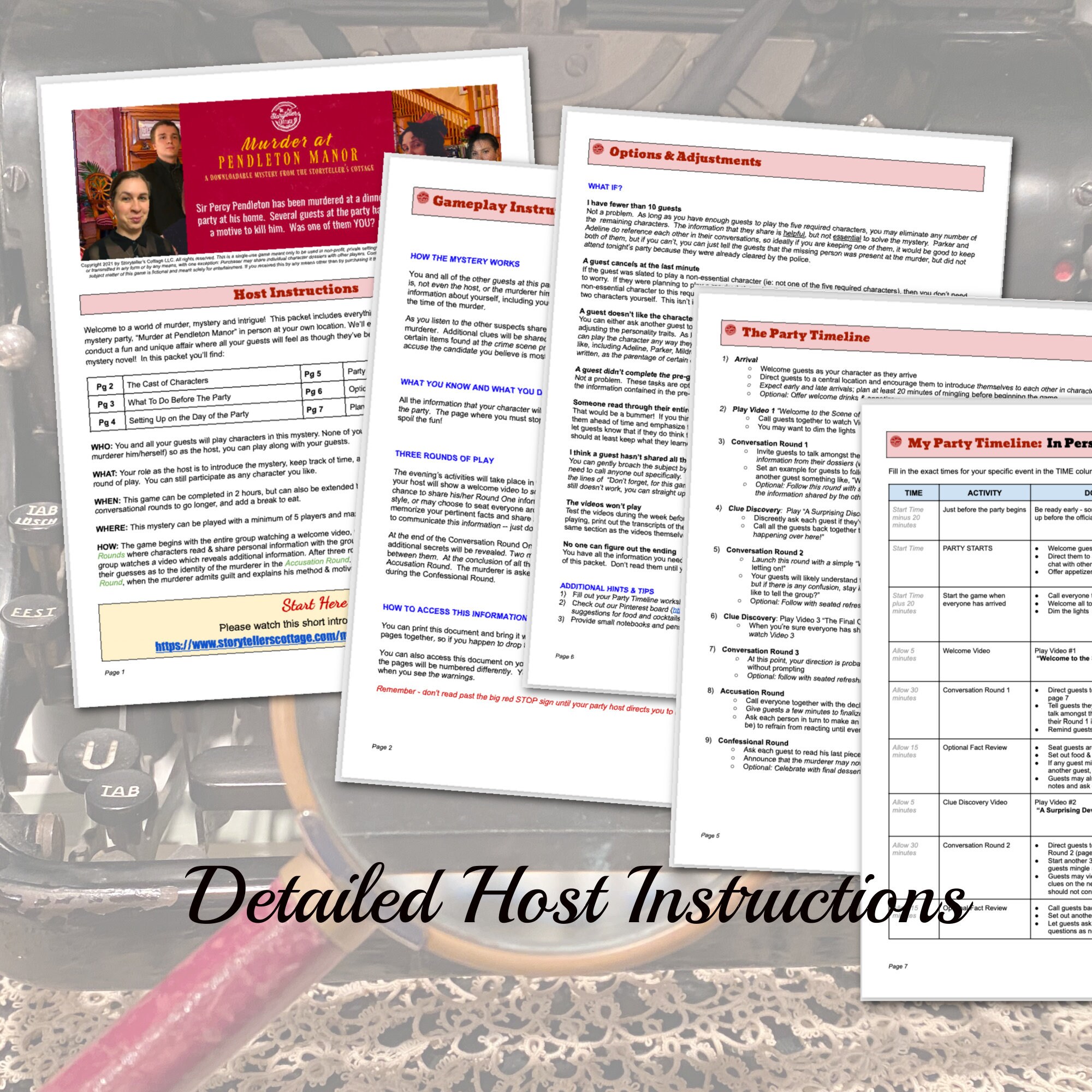 Complete Murder Mystery Party Kit | Murder at Pendleton Manor | 5 - 10 ...