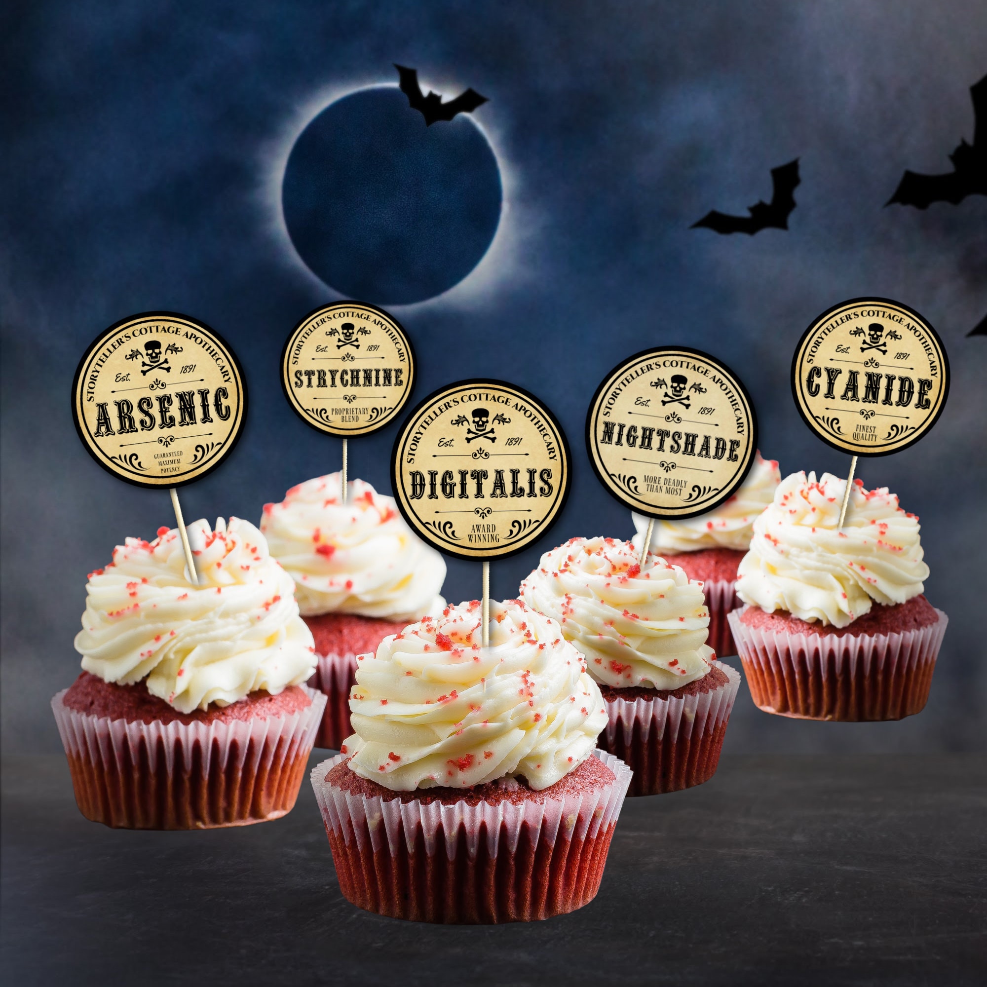 Cupcake Toppers | Vintage Poison Labels | Immediate Download | Murder ...