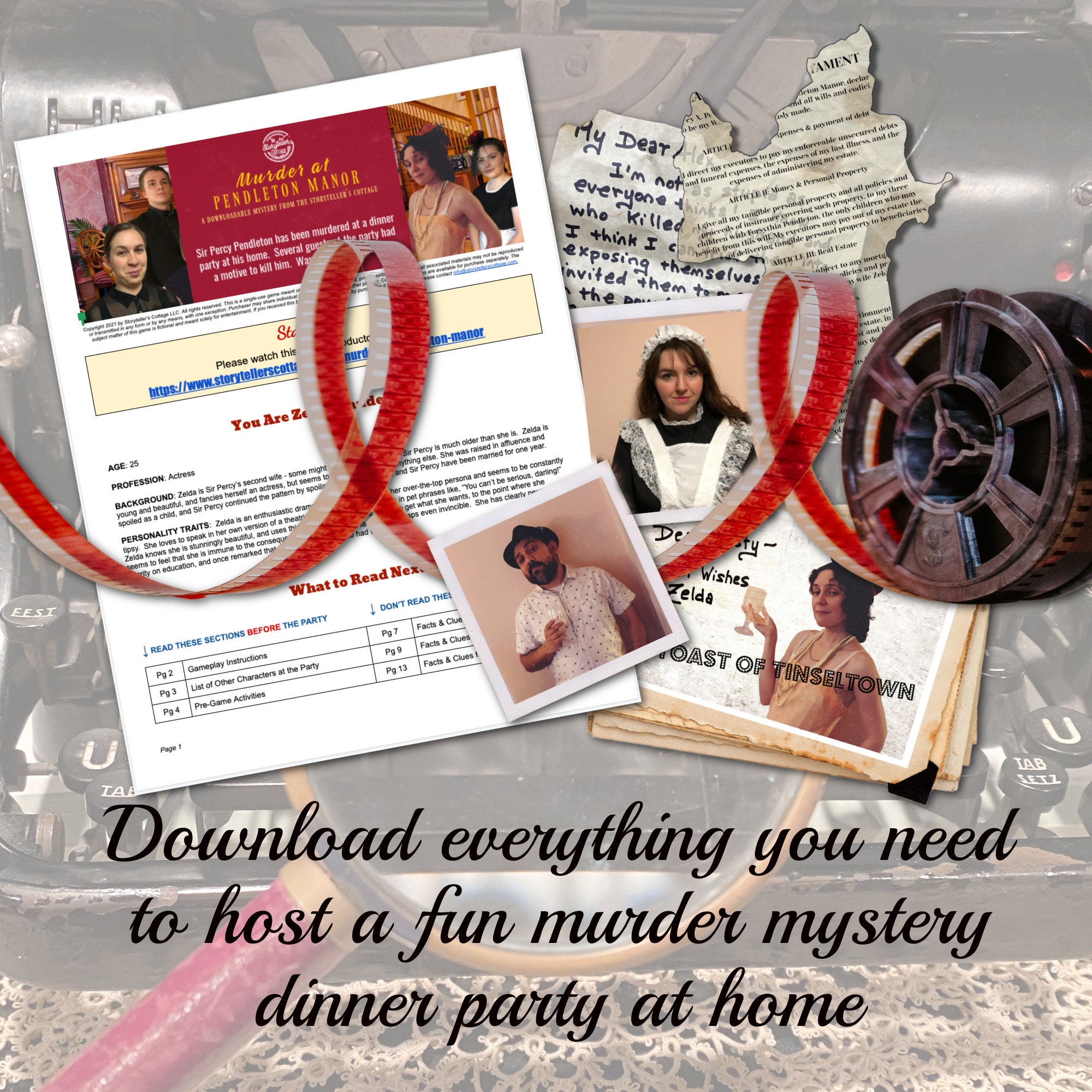 Complete Murder Mystery Party Kit | Murder at Pendleton Manor | 5 - 10 ...