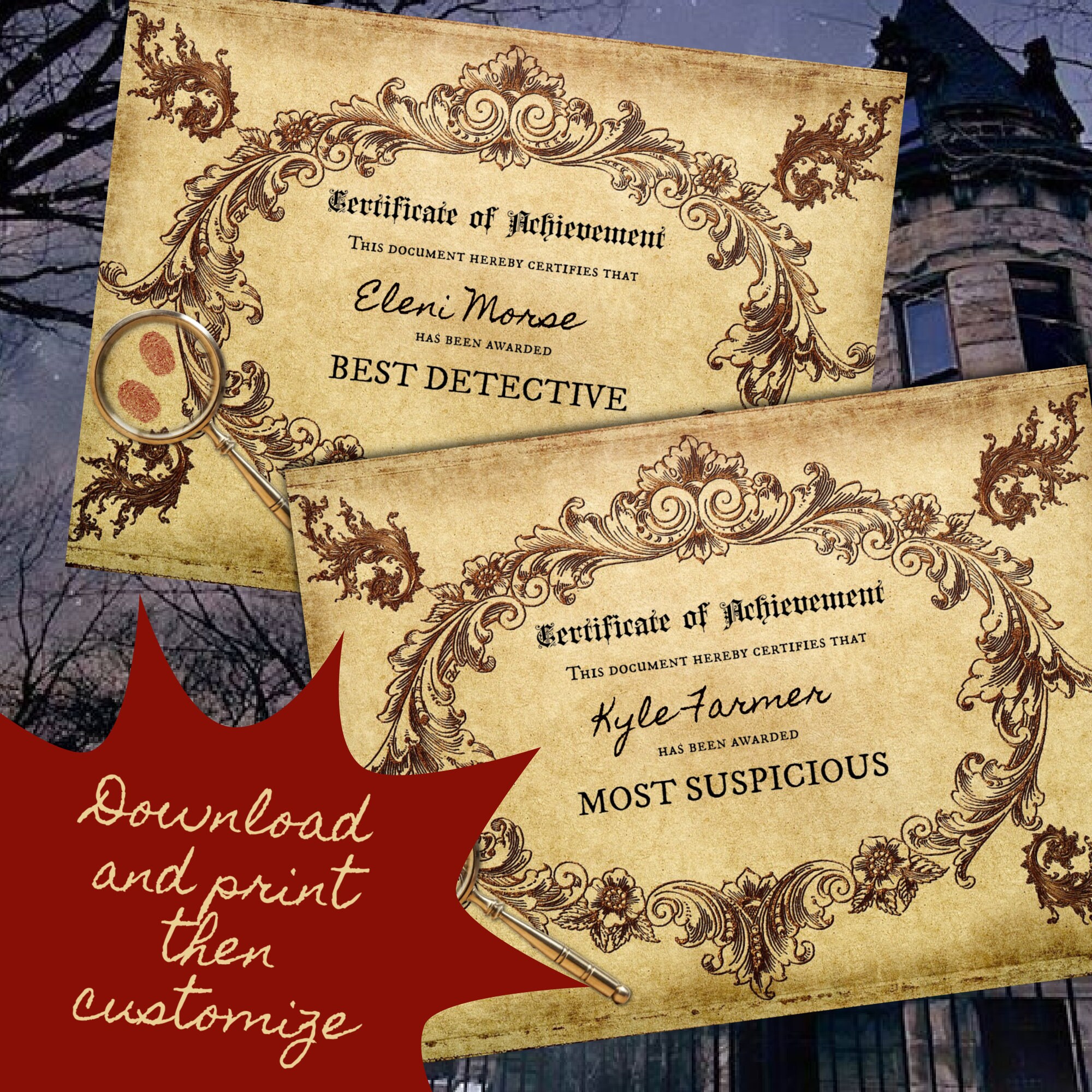 10 Murder Mystery Party Award Certificates | Complete Set | Use With ...