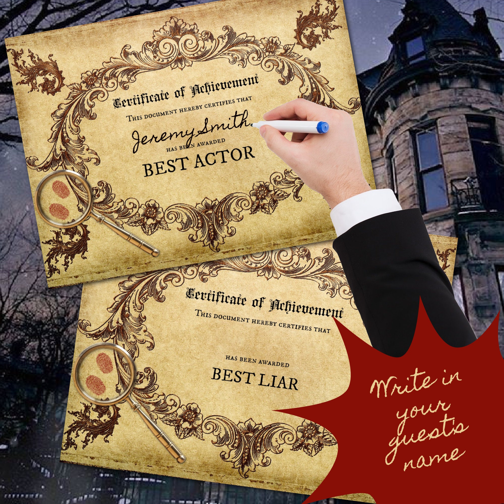 10 Murder Mystery Party Award Certificates | Complete Set | Use With ...