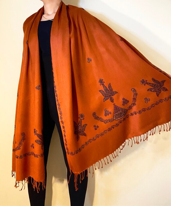 Hand Embroidered Kashmiri Style Shawl | Etsy